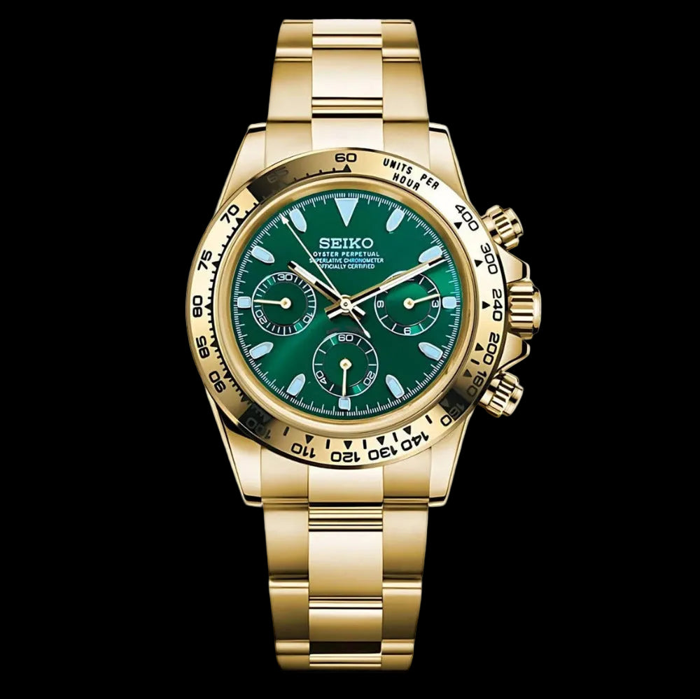 SEITONA MOD - GREEN & GOLD – Fortune Timepieces Collective